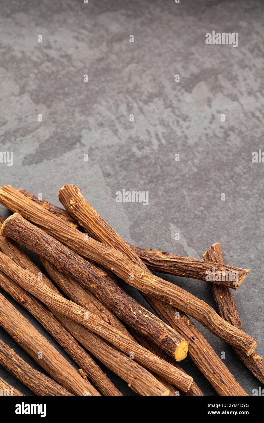 Dried medicinal licorice sticks - Glycyrrhiza glabra Stock Photo - Alamy