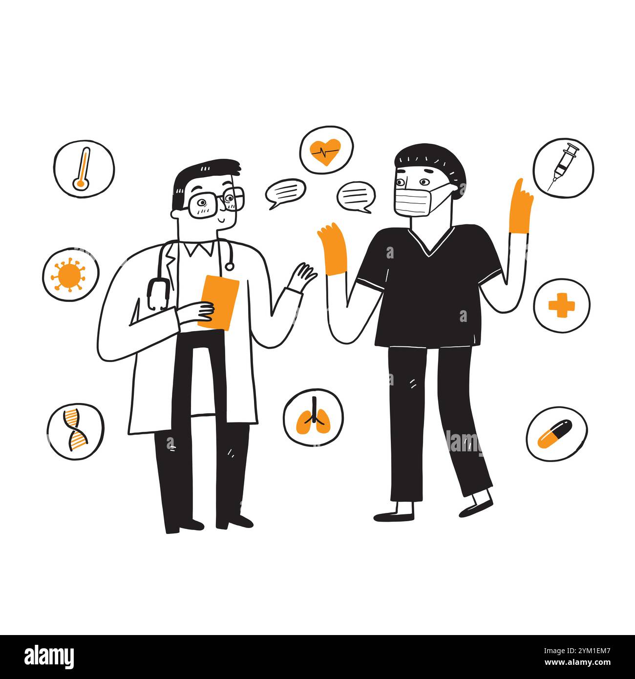 Two doctors discussing working Stock Vector Images - Alamy