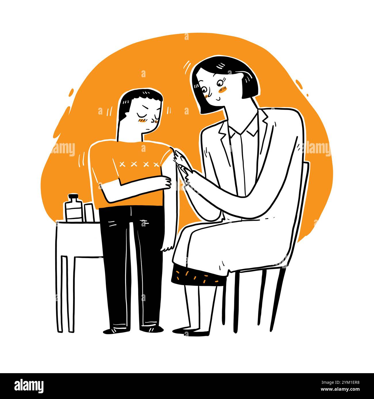 Female doctor giving patient vaccine, flu or influenza shot or taking ...