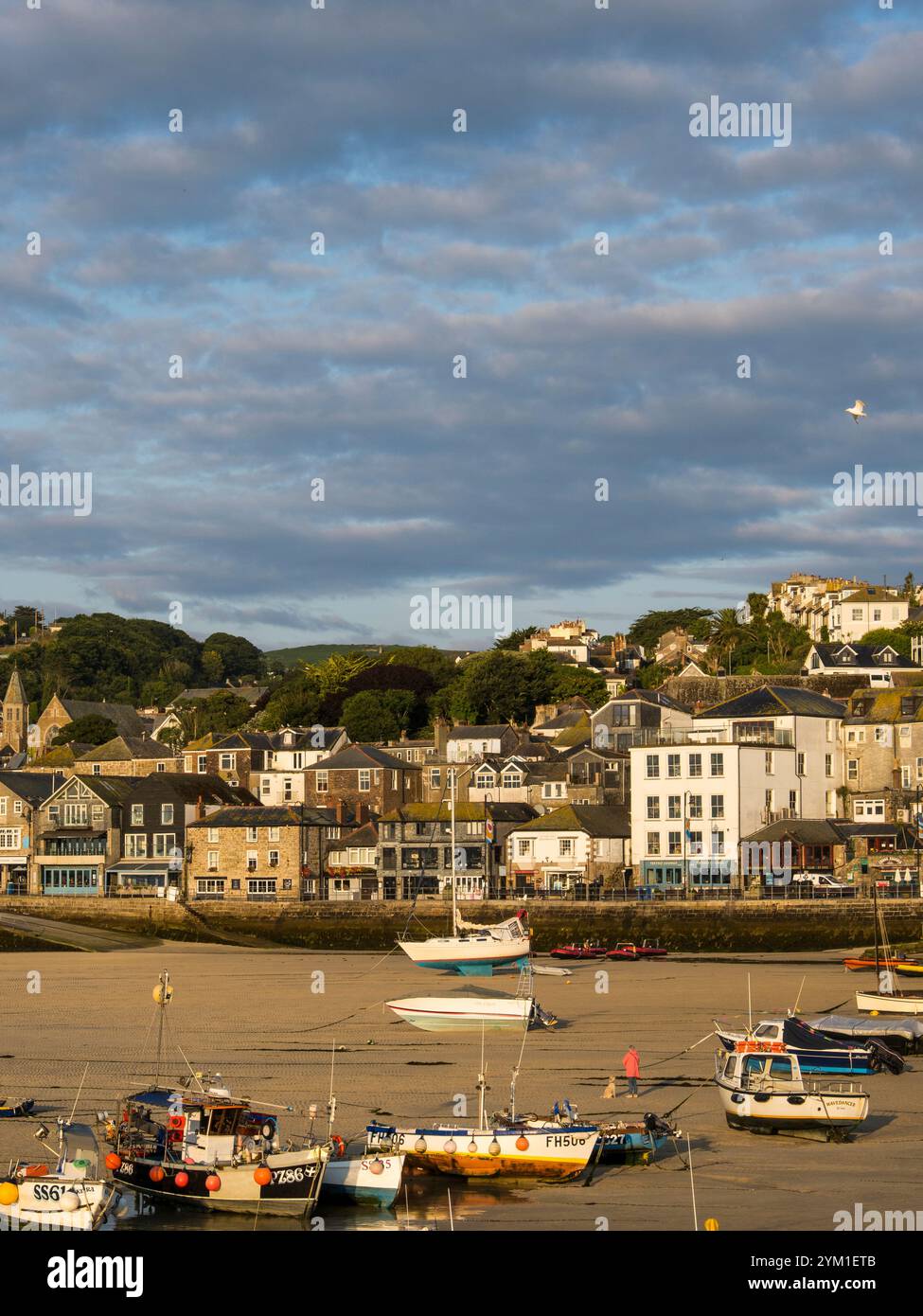 Boats on the Sand, Dawn St Ives Harbour, Cornwall, England, UK, GB ...