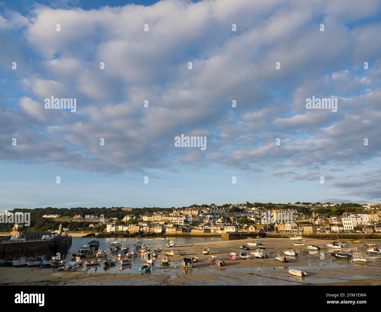Boats on the Sand, Dawn St Ives Harbour, Cornwall, England, UK, GB ...