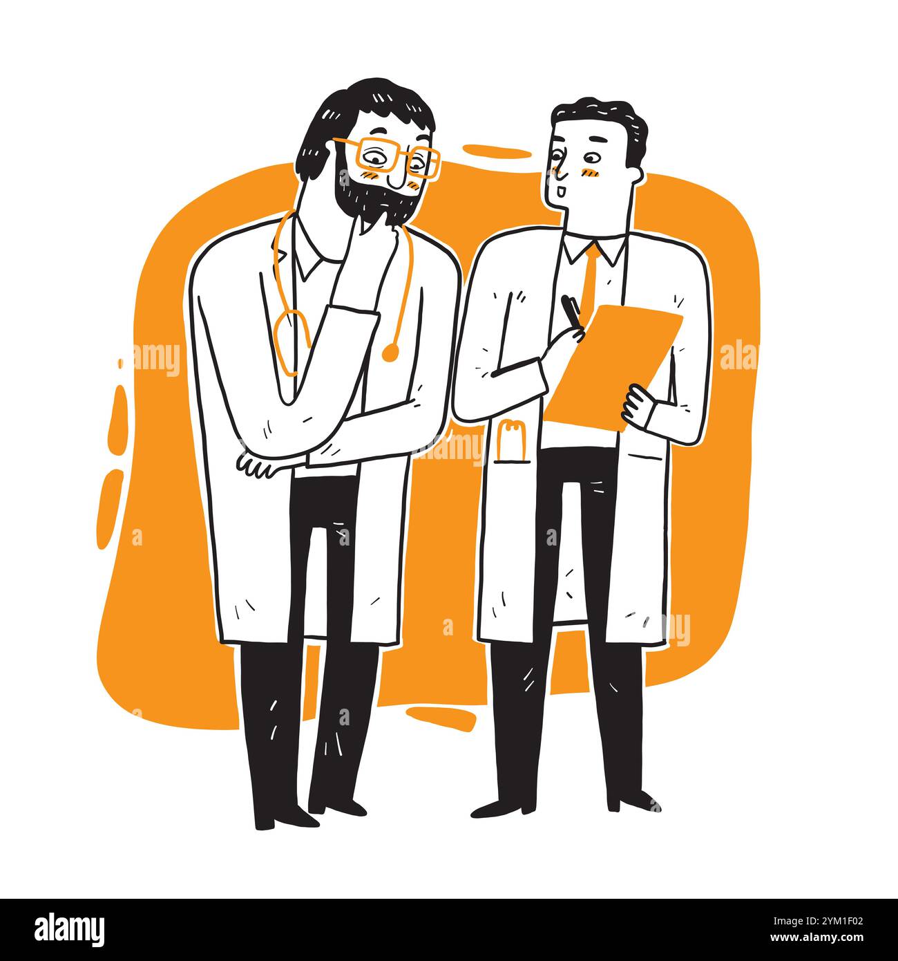 Doctors standing and talkin. Medical digital vector about the working ...