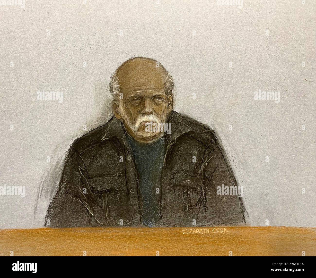 Court artist drawing by Elizabeth Cook of 92-year-old Ryland Headley ...