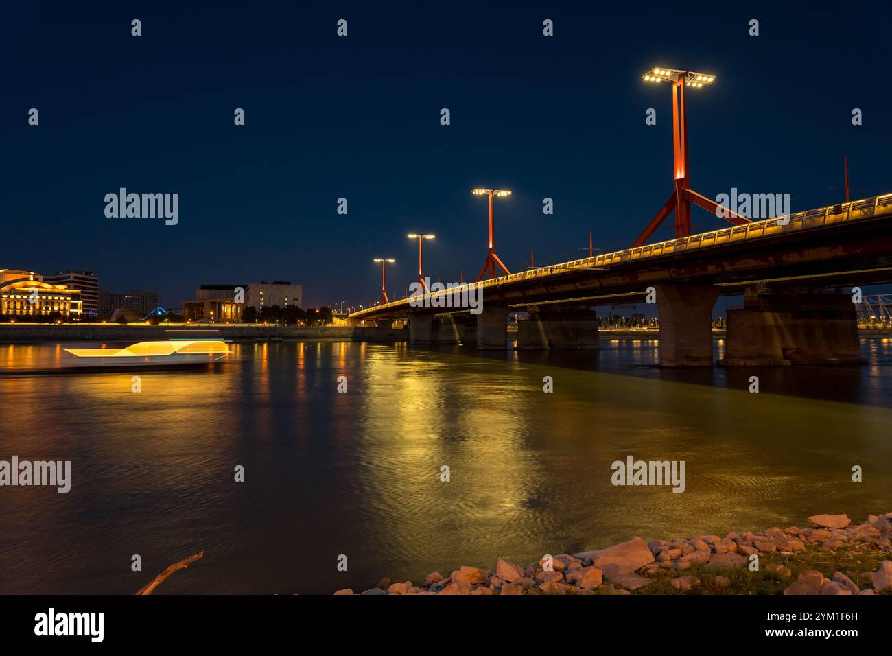 Budapest, Hungary - September 05, 2024: Illuminated Petőfi Bridge Over ...