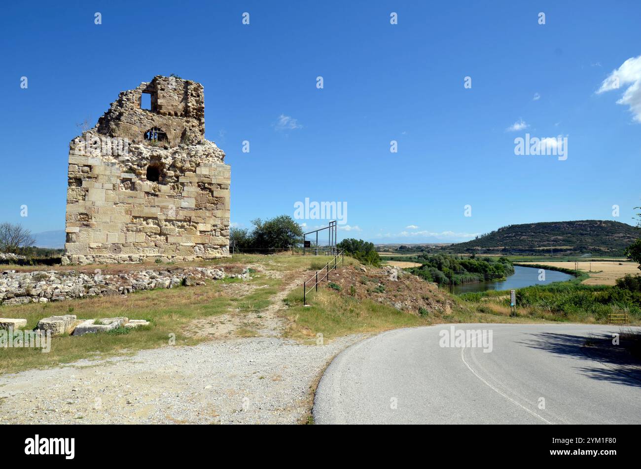Greece, part of fortified wall in ancient Macedonian site Amphipolis ...