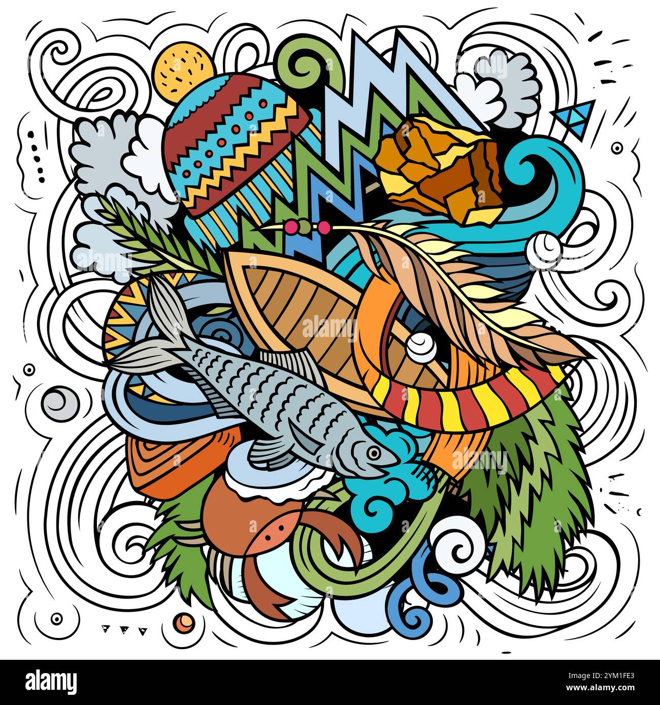 Alaska hand-drawn cartoon doodle illustration. Funny USA State design ...