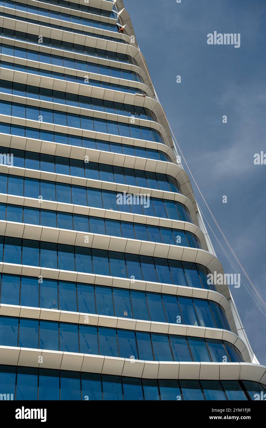 Budapest, Hungary - August 24, 2024: A detailed shot of the MOL Campus ...