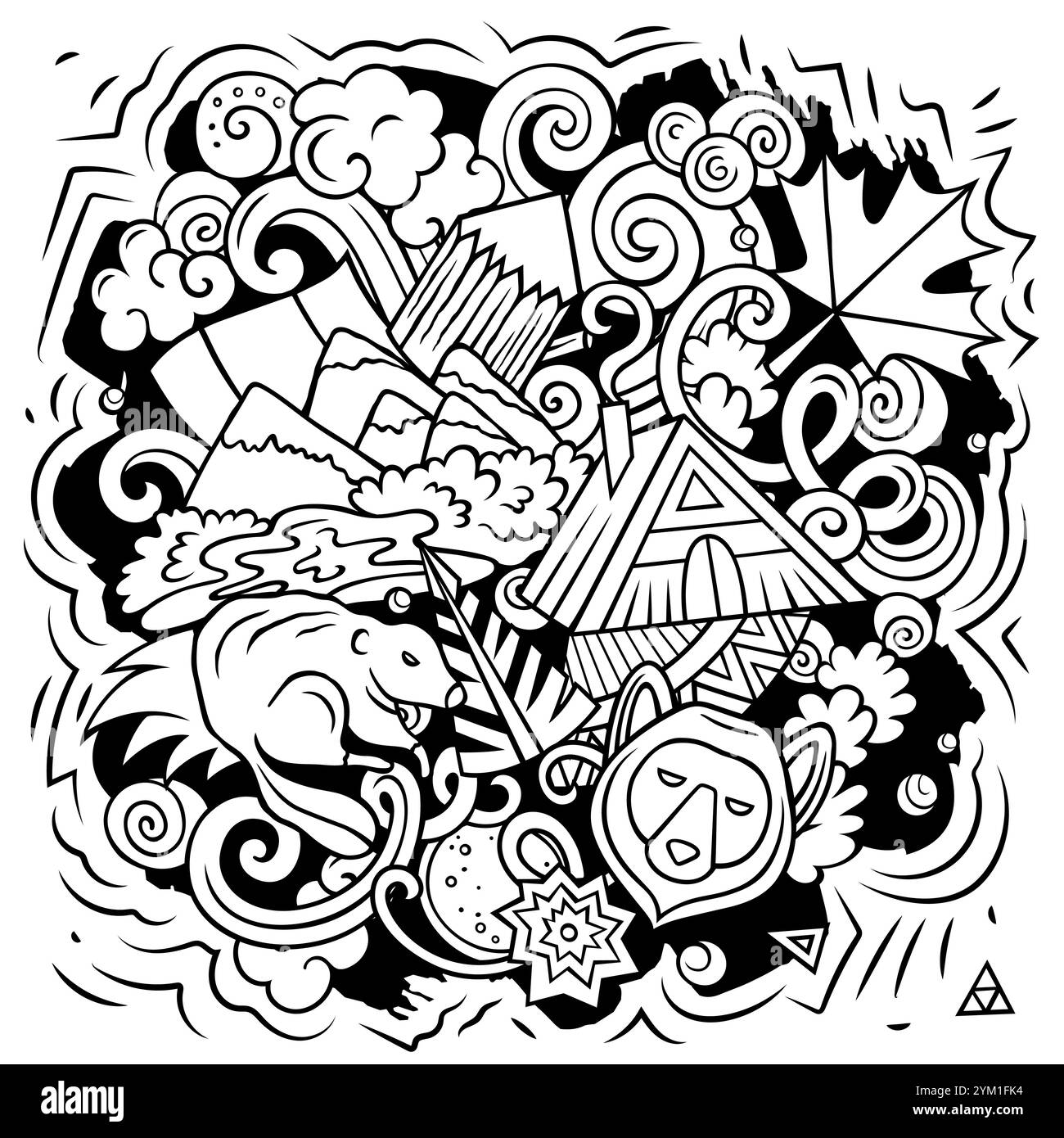 Canada cartoon doodle illustration. Funny Canadian design. Creative ...
