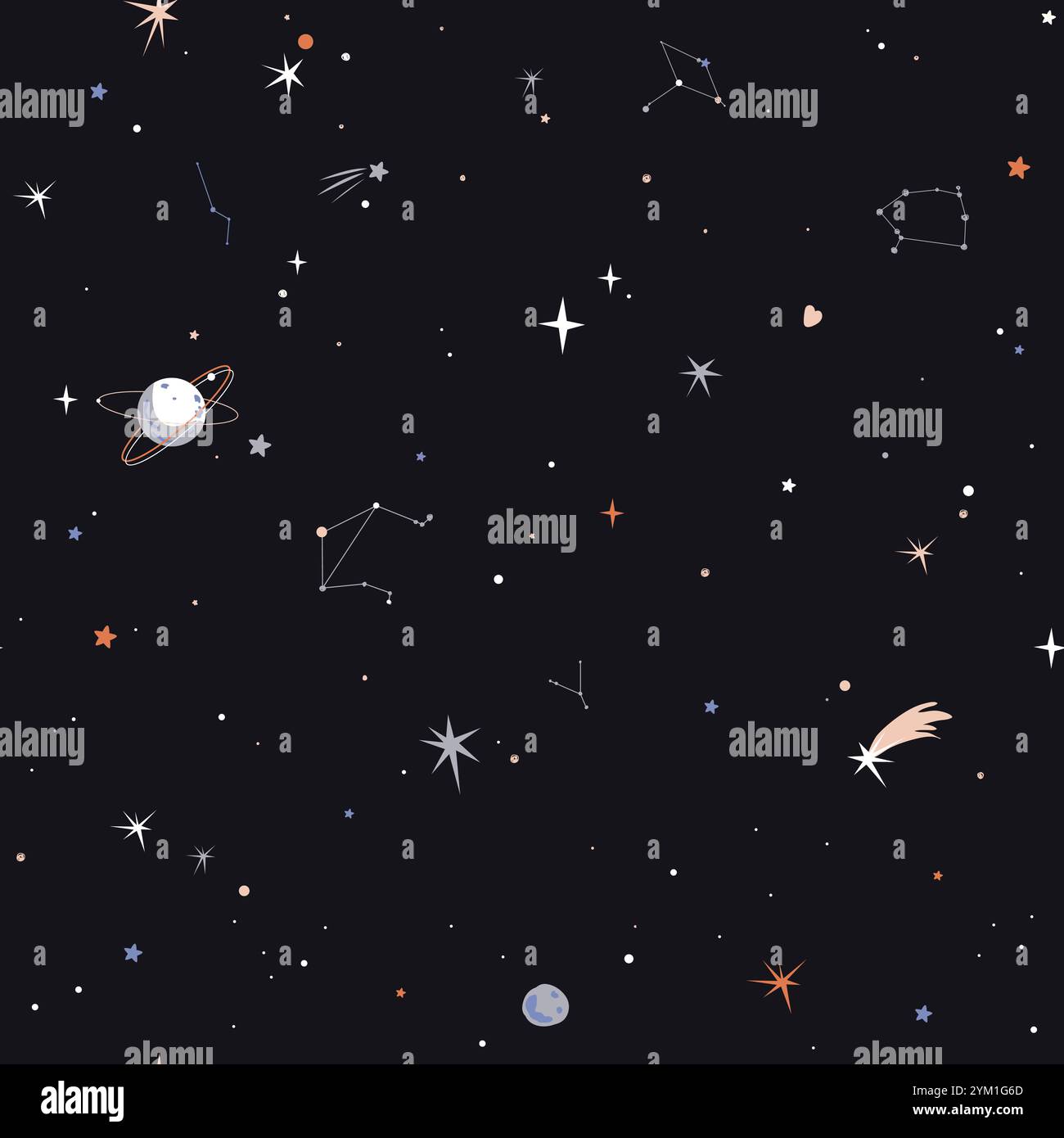 Starry night sky abstract background. Space seamless pattern with stars ...