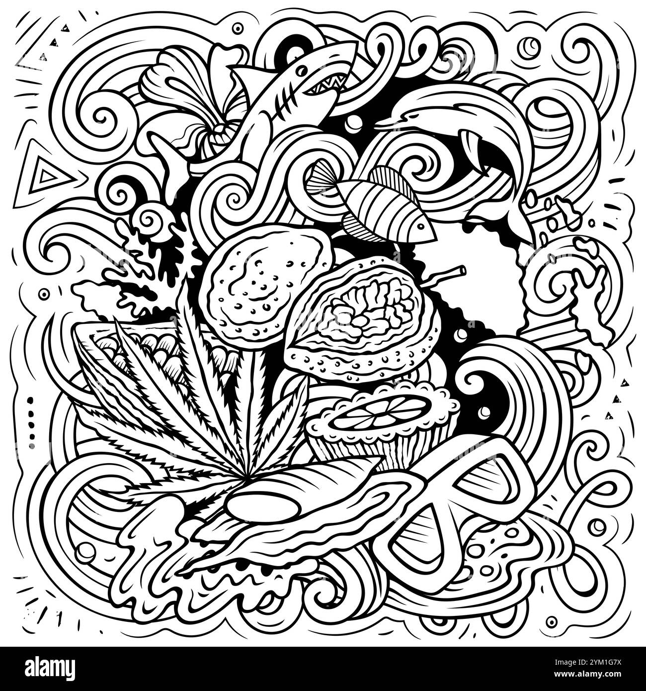 Vector funny doodle illustration with Grenada theme. Sketchy design ...