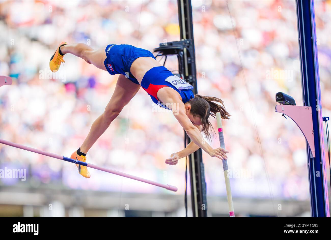Lene Retzius participating in the pole vault at the Paris 2024 Olympic ...
