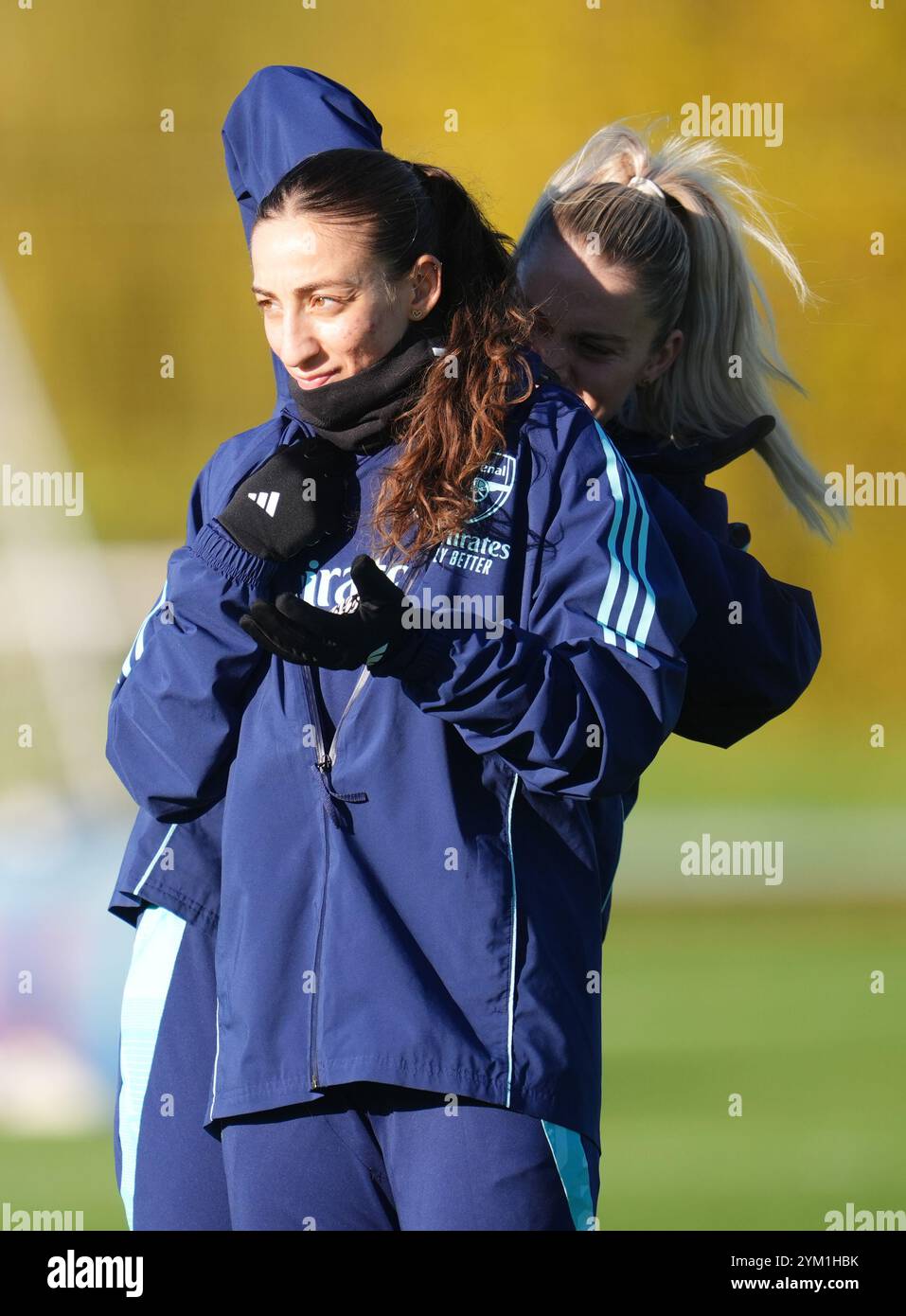 Arsenal's Rosa Kafaji (left) and Alessia Russo during a training ...
