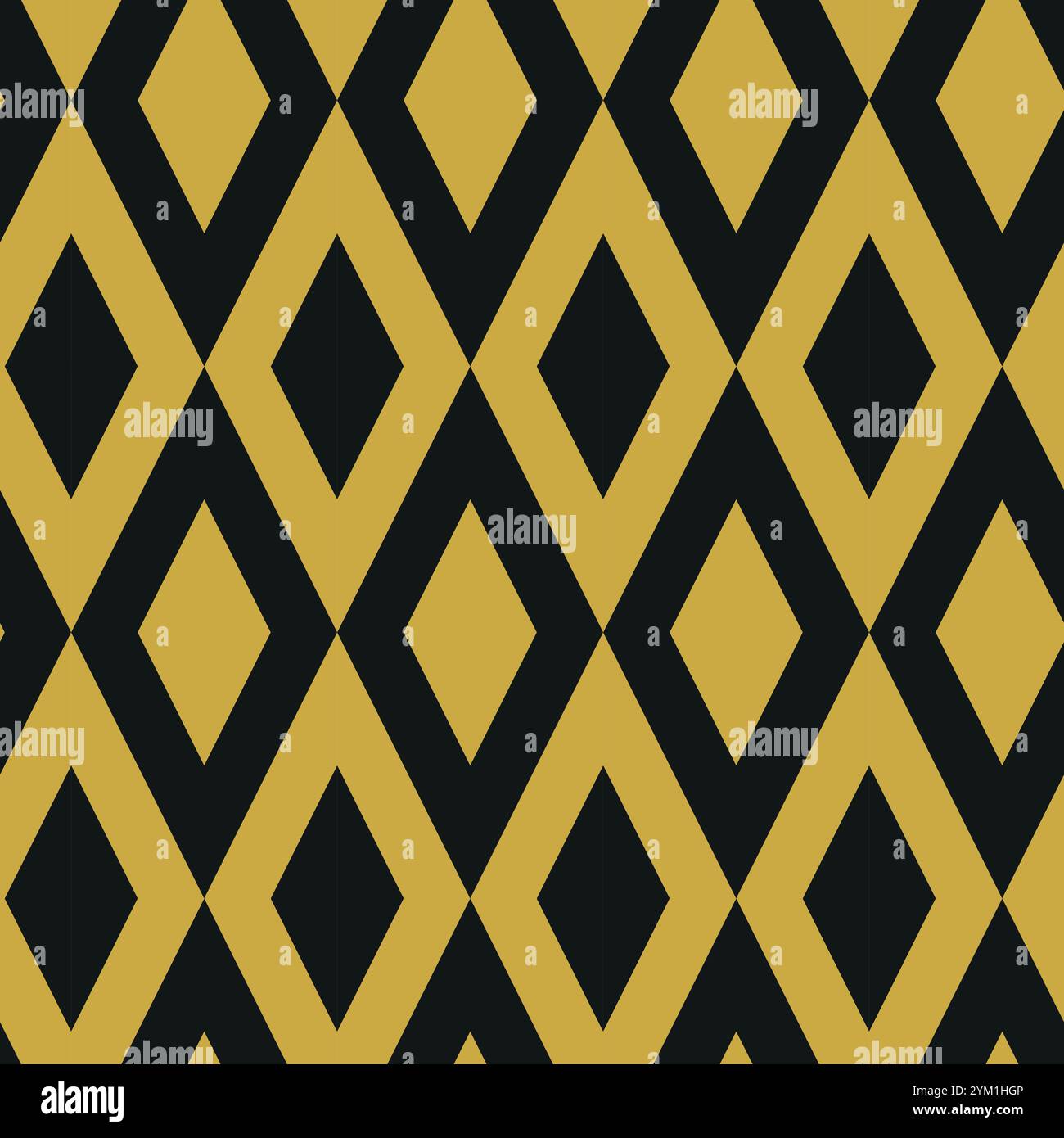 Minimalist Golden and Black Art décor diamond shapes seamless pattern ...