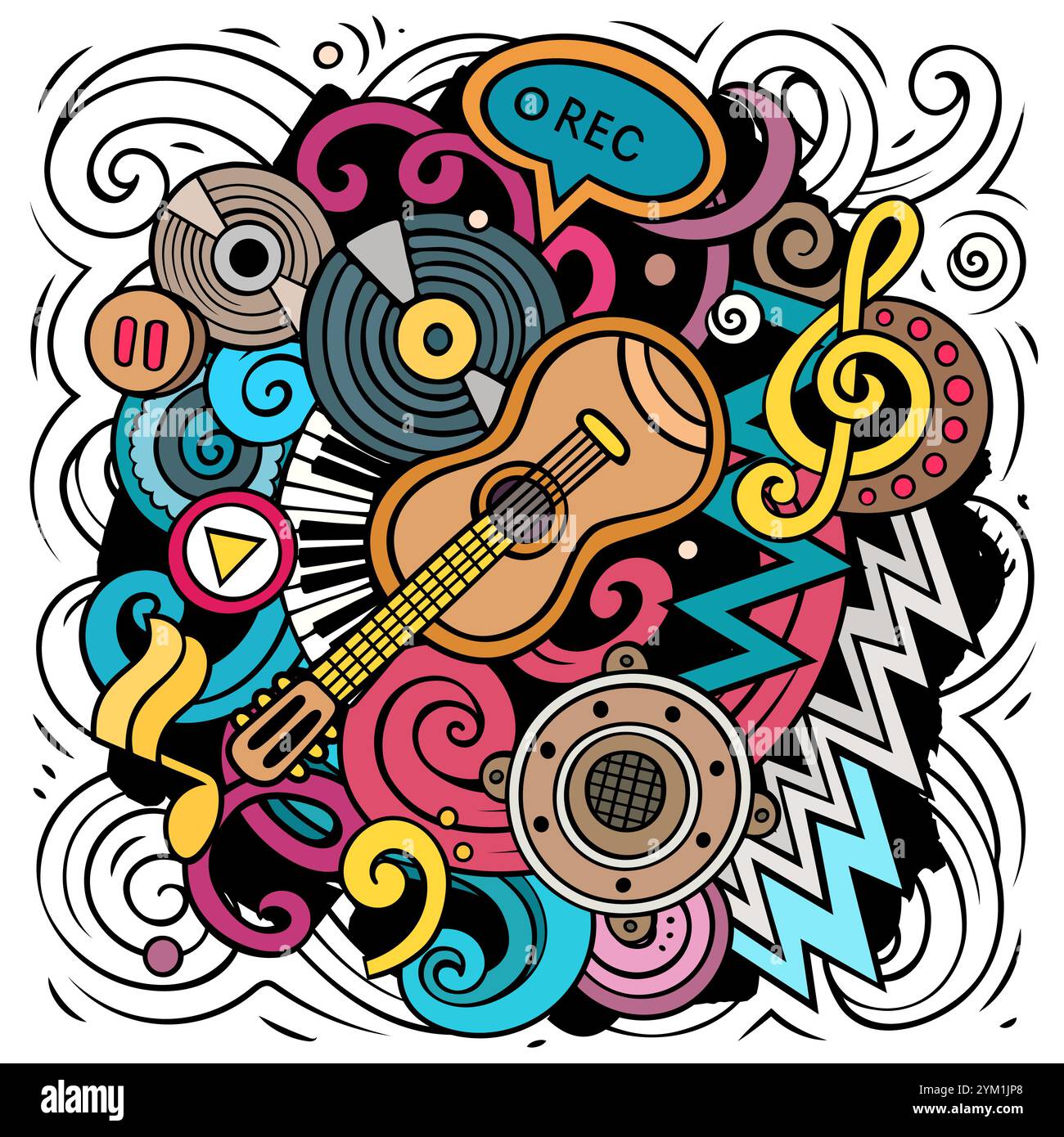 Music hand drawn vector doodles illustration. Musical poster design ...