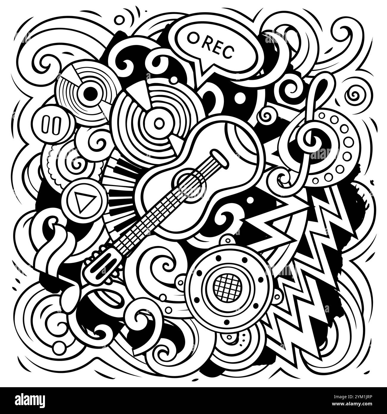 Music hand drawn vector doodles illustration. Musical poster design ...