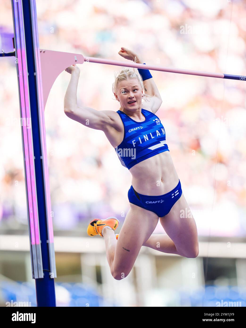 Wilma Murto participating in the pole vault at the Paris 2024 Olympic ...