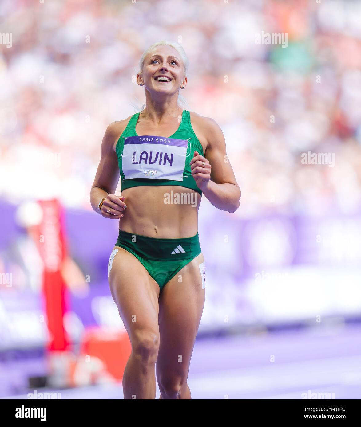 Sarah Lavin participating in the 100 meters hurdles at the Paris 2024 Olympic Games Stock Photo ...