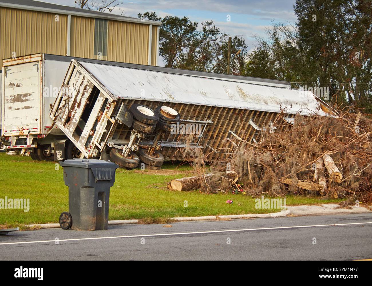 Property damage of tractor trailers caused by Hurricane Helene in ...