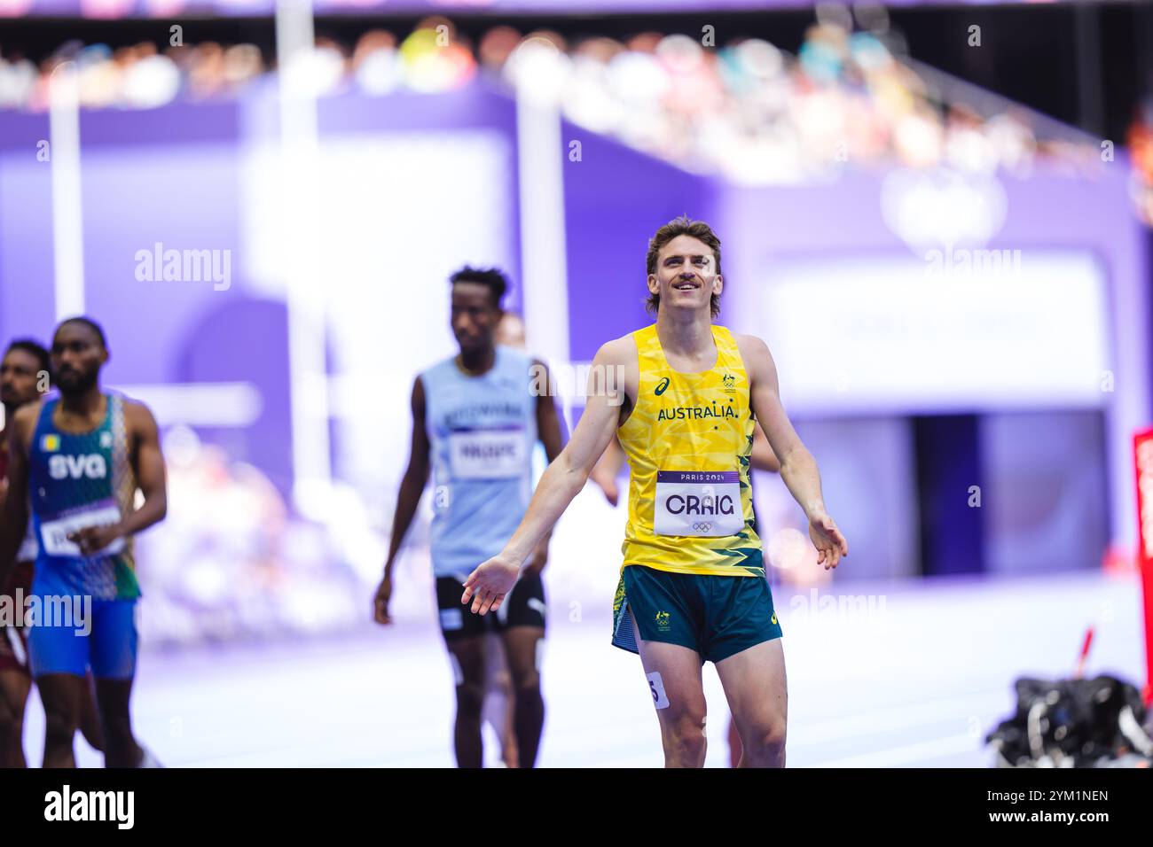 Peyton Craig participating in the 800 meters at the Paris 2024 Olympic ...