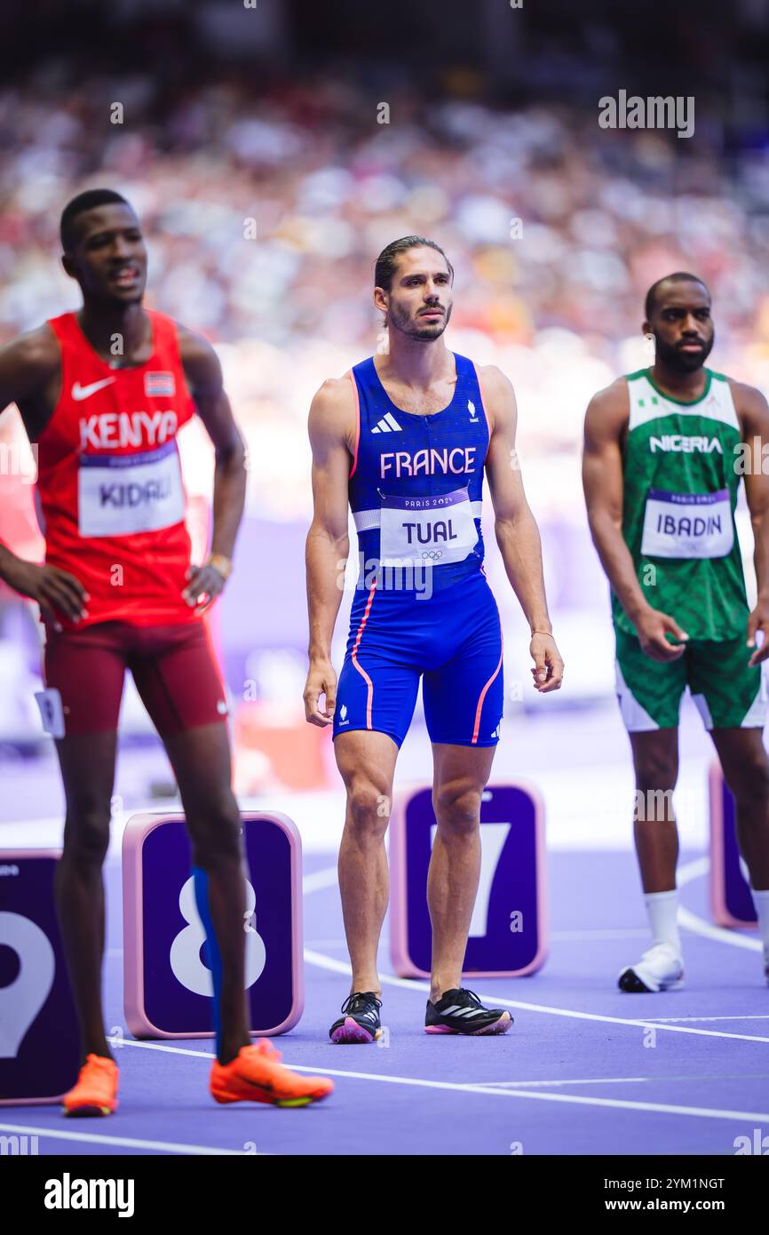 Gabriel Tual participating in the 800 meters at the Paris 2024 Olympic ...