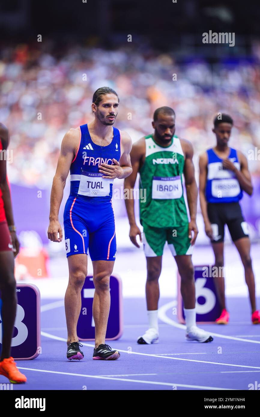 Gabriel Tual participating in the 800 meters at the Paris 2024 Olympic ...