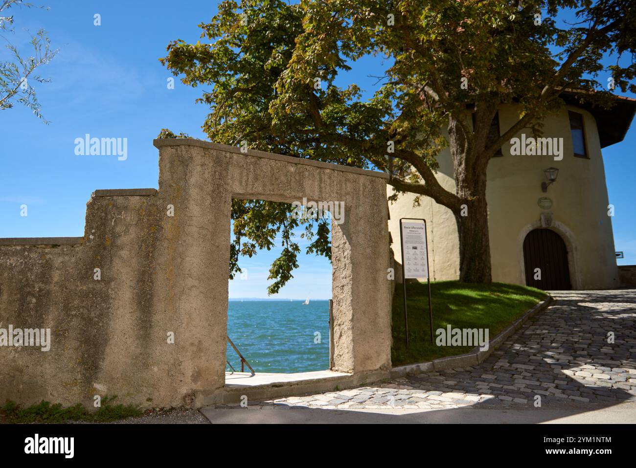 Picturesque View of Bodensee Through Medieval Castle Arch in Lindau ...