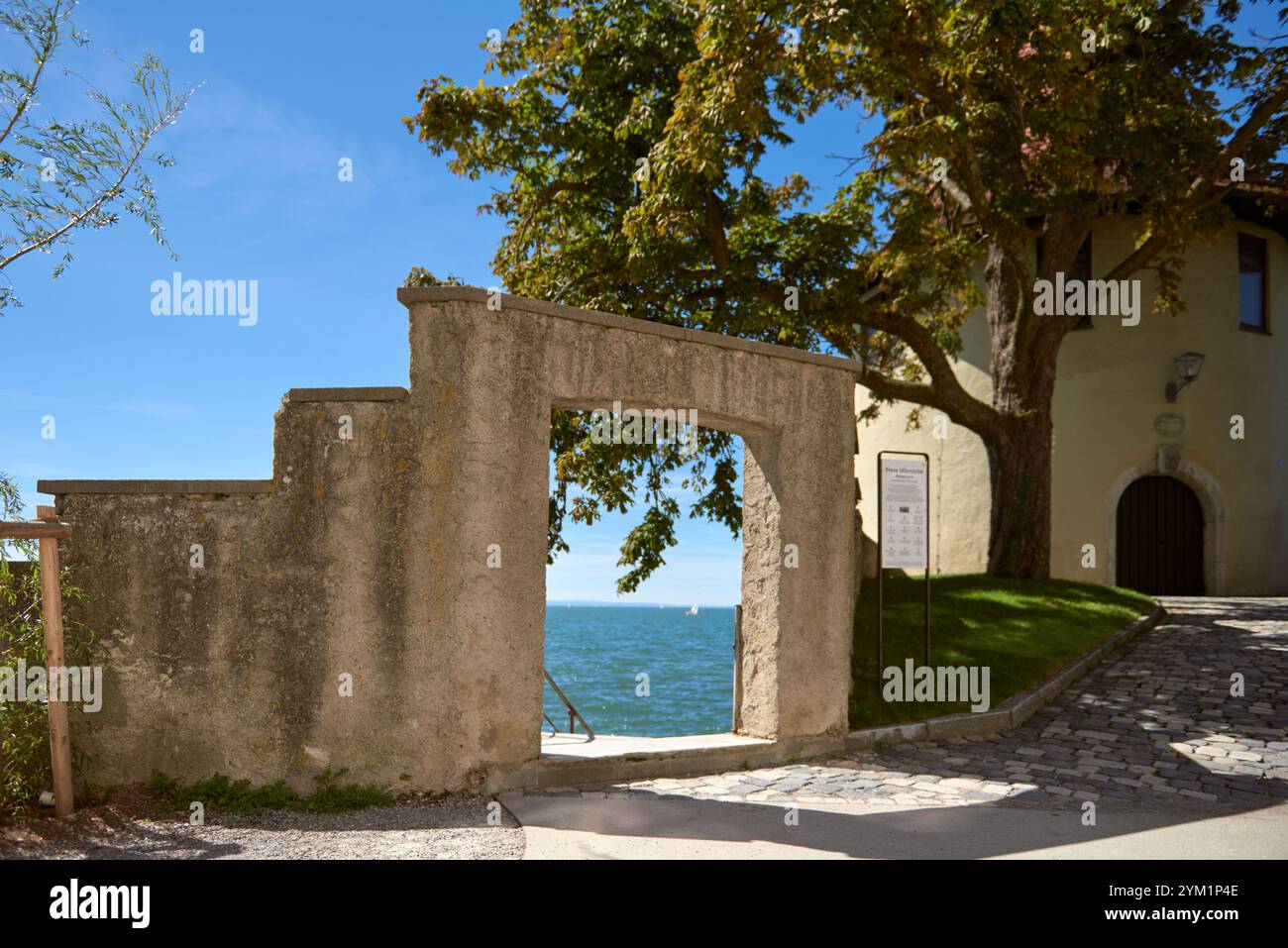Picturesque View of Bodensee Through Medieval Castle Arch in Lindau ...