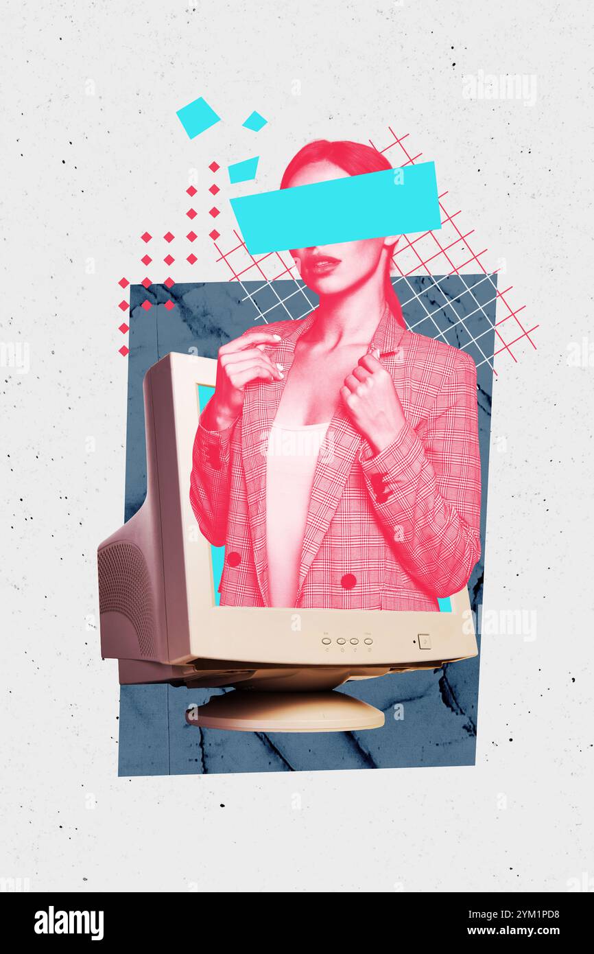 Composite trend artwork sketch image photo collage of anonymous young ...