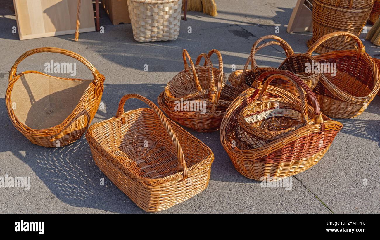 Hand Made Traditional Wicker Rattan Baskets for Sale at Farmers Market ...