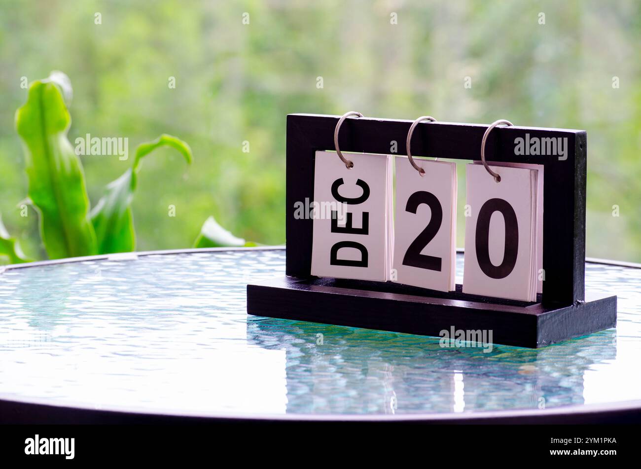 20 December calendar on marble table with customizable space for text ...