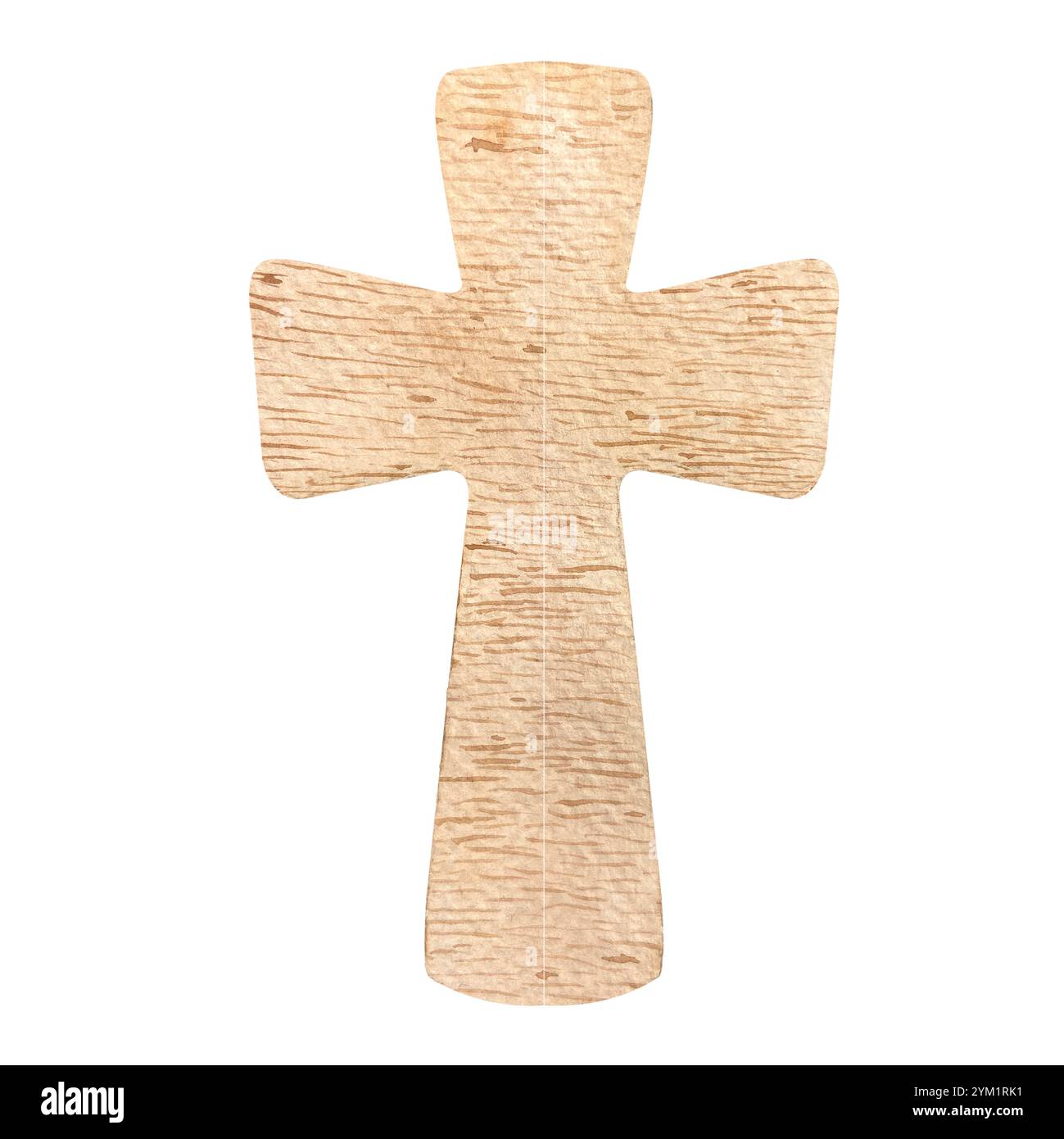 Wooden cross watercolor illustration isolated on white. Textured clip ...