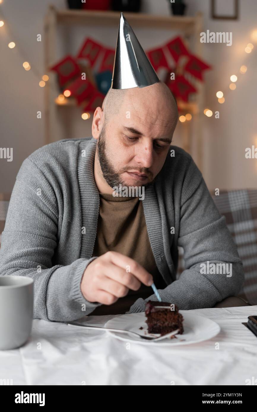 Unhappy birthday guy feeling sad and disappointed celebrate his ...