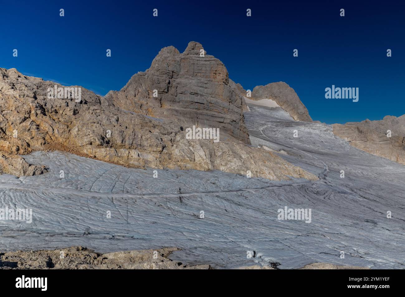 Dachstein scenic alpine region with rugged peaks, glaciers, and valleys ...