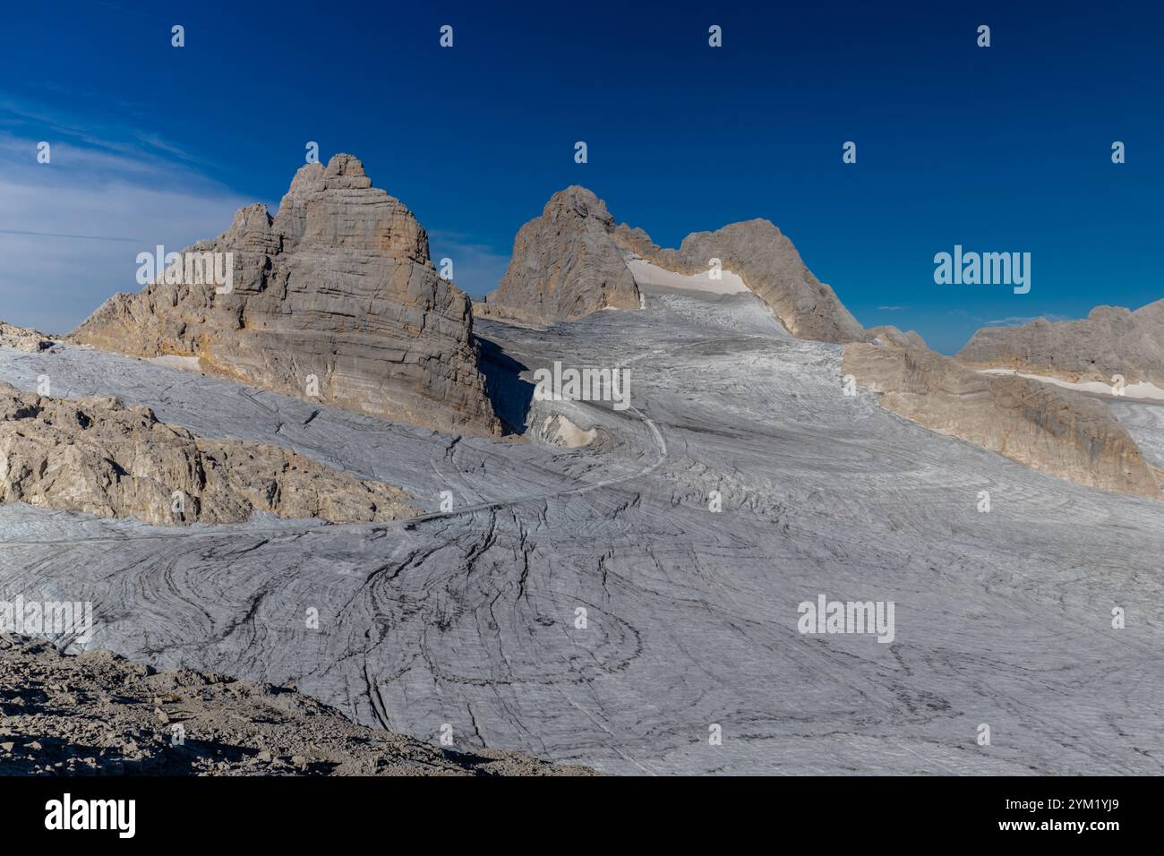 Dachstein scenic alpine region with rugged peaks, glaciers, and valleys ...