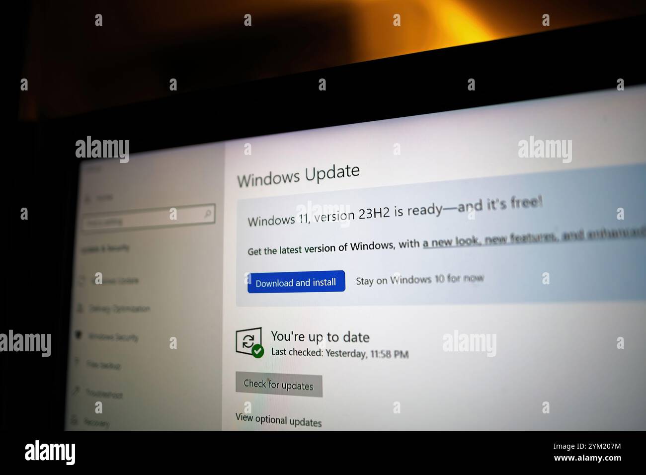 Paris, France - Sep 10, 2024: Windows Update screen on a laptop showing ...