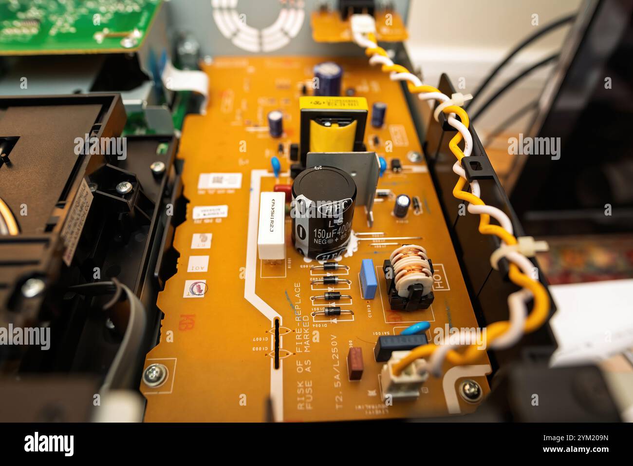 Paris, France - Feb 11, 2023: Close-up view of electronic circuit board ...