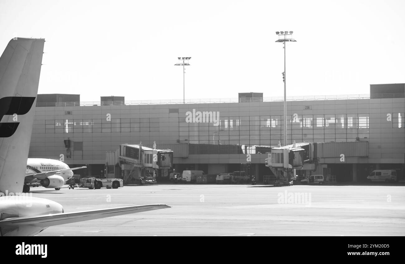Basel, Switzerland - OCt 2, 2015: Monochrome view of Basel Airport ...