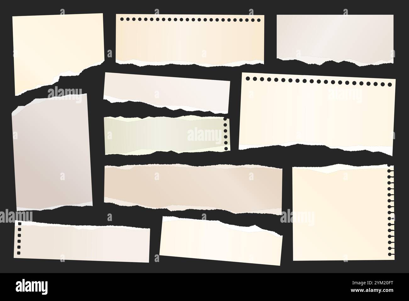 Ripped paper strips. Realistic crumpled paper scraps with torn edges ...