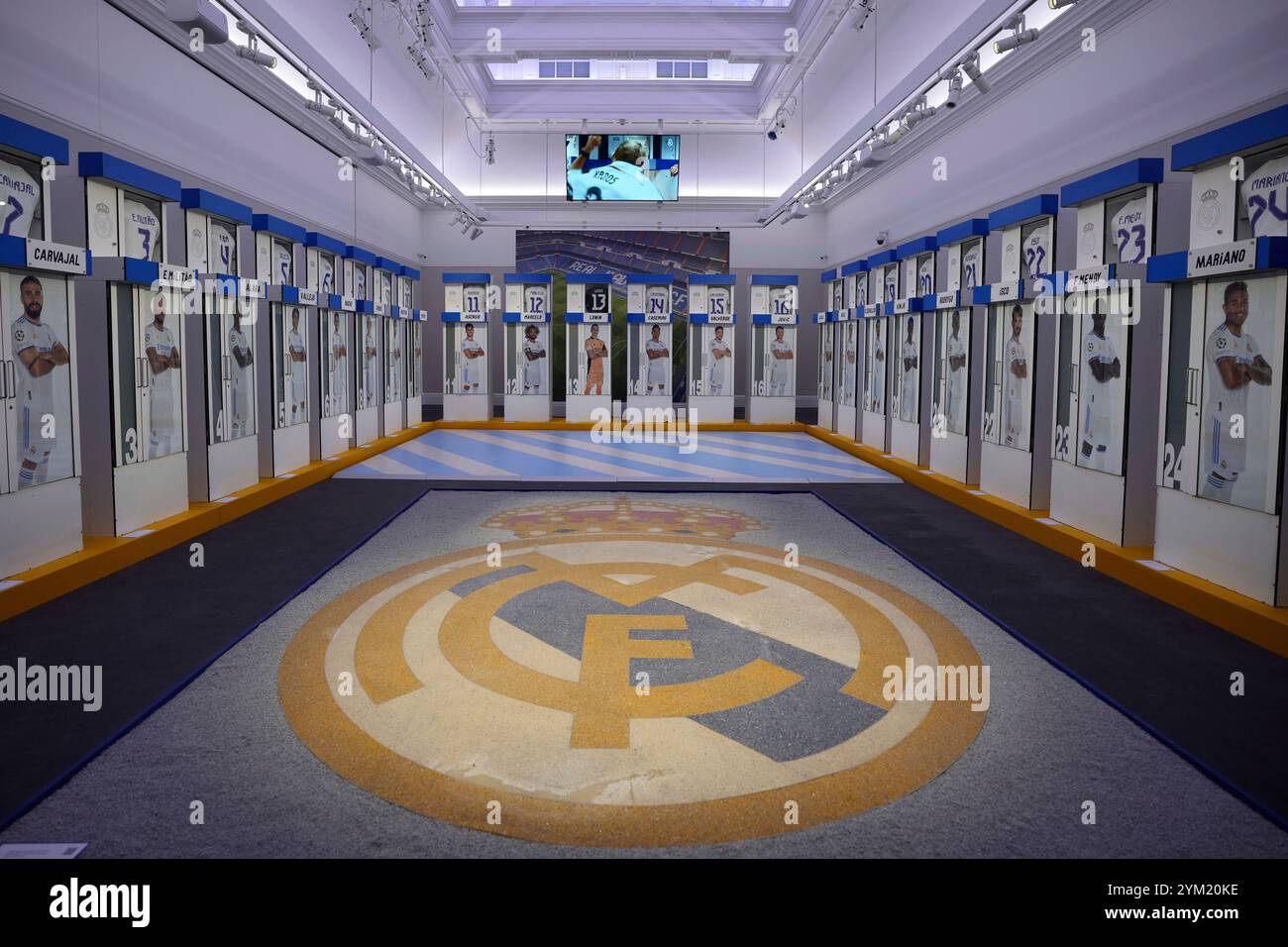The Real Madrid first-team changing room lockers from Santiago Bernabeu ...