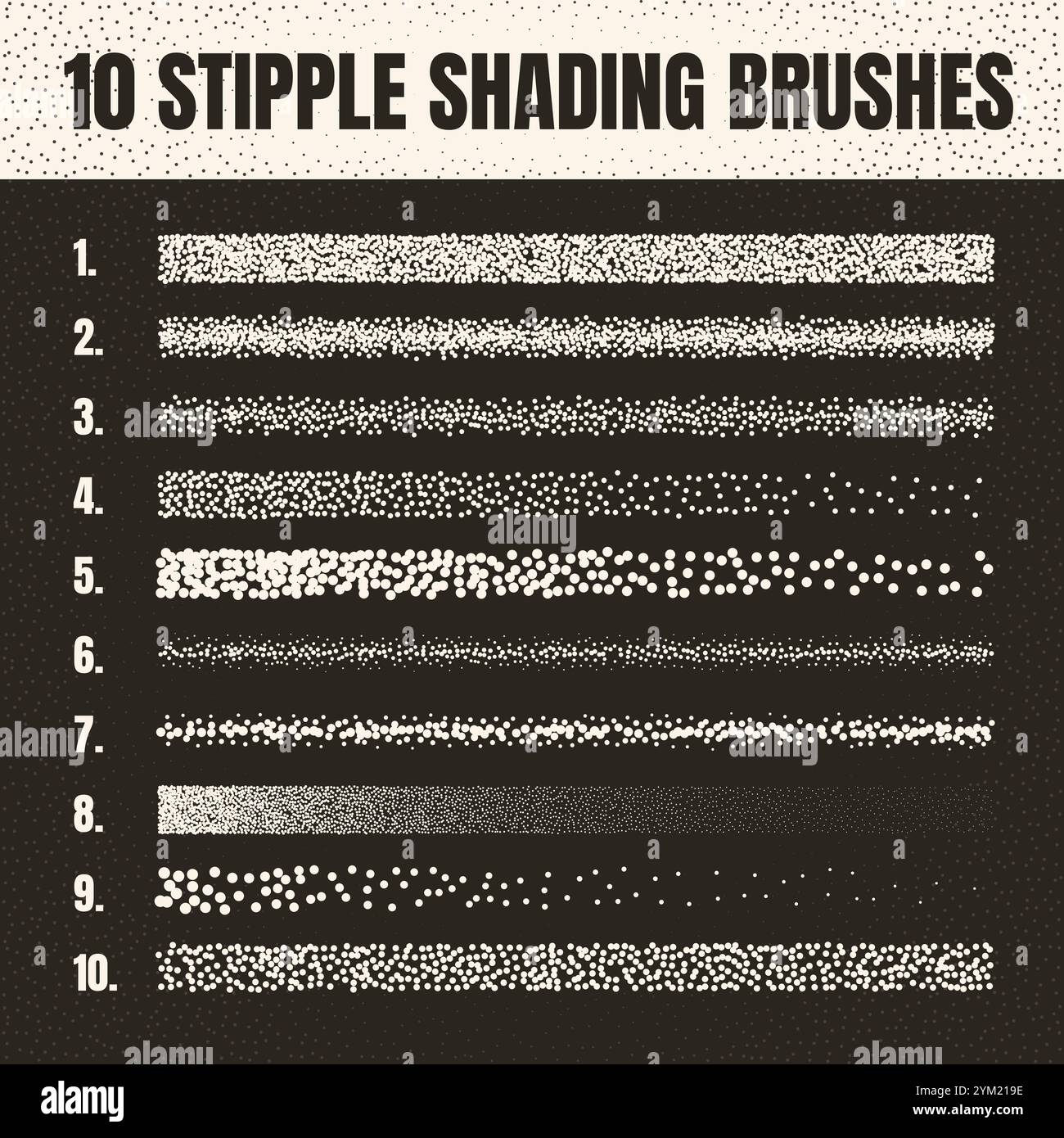 Stipple scatter brush, ink drawing and texturing. Fading gradient ...