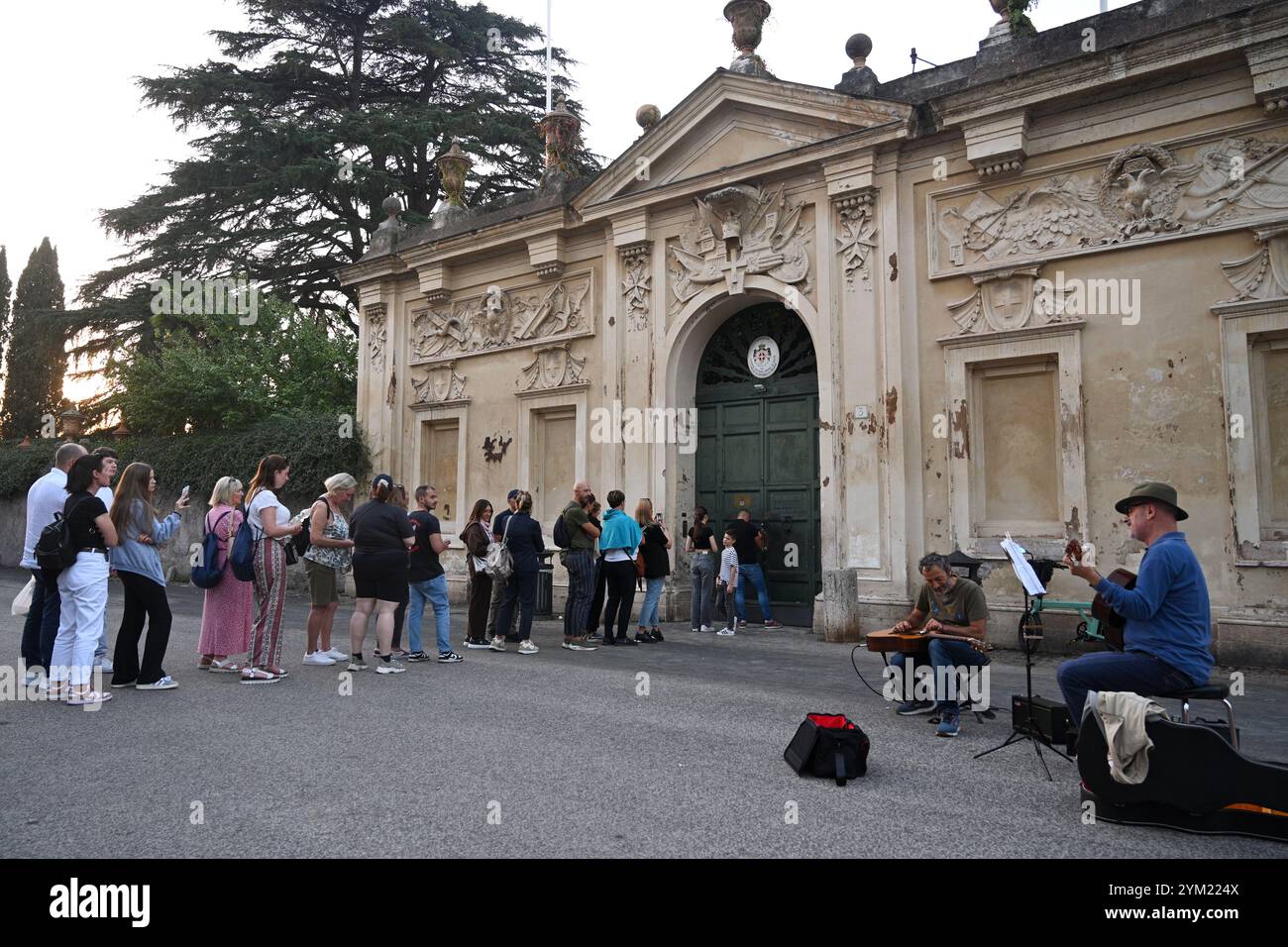 Rome, Italy - October 31, 2024: People stay in line to the Aventine ...