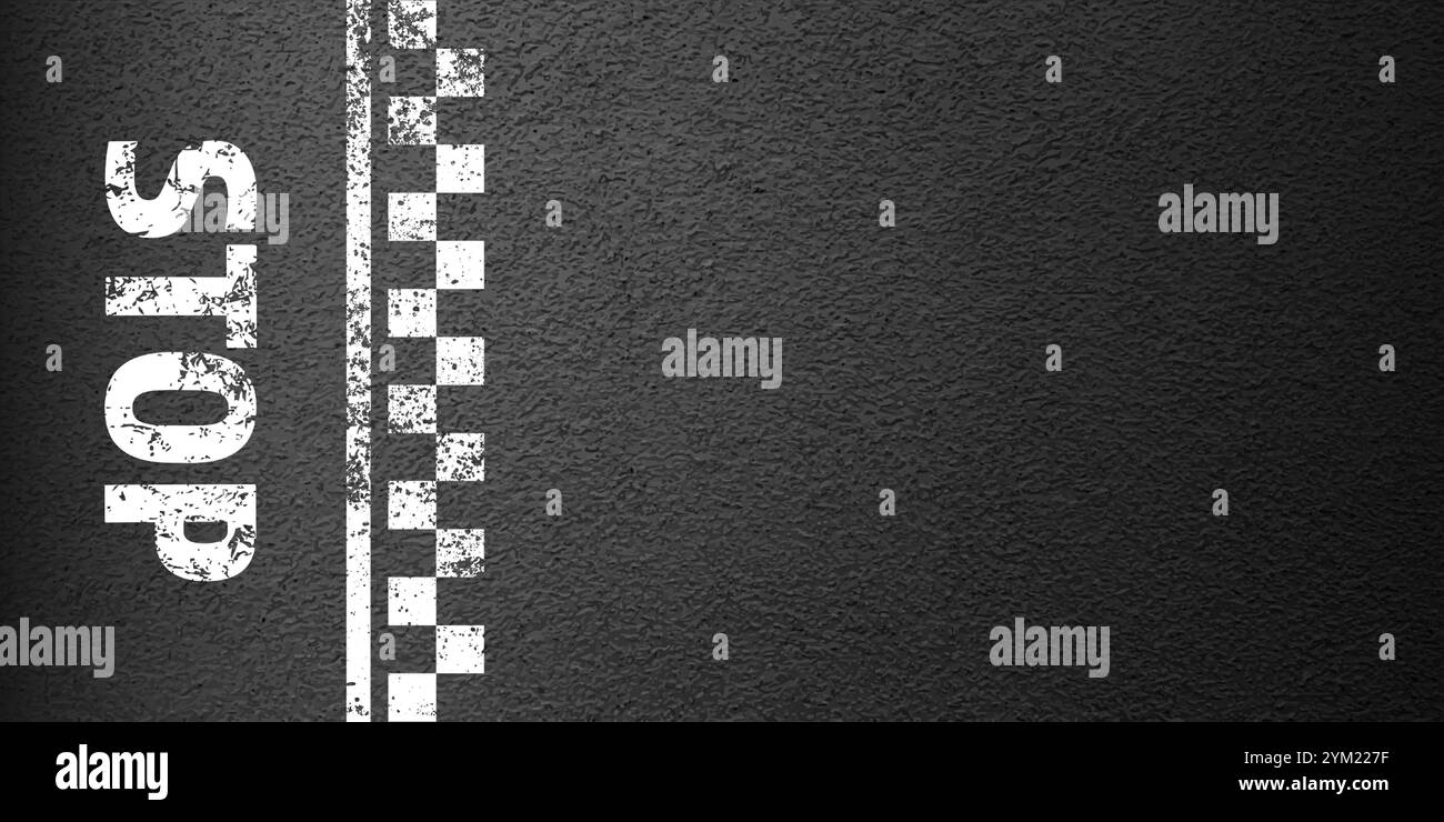 Asphalt road with stop lane marking, concrete highway surface, texture ...