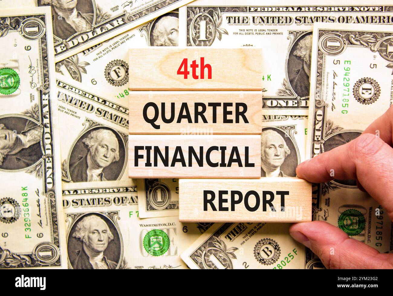 4th quarter financial report symbol. Concept words 4th quarter ...