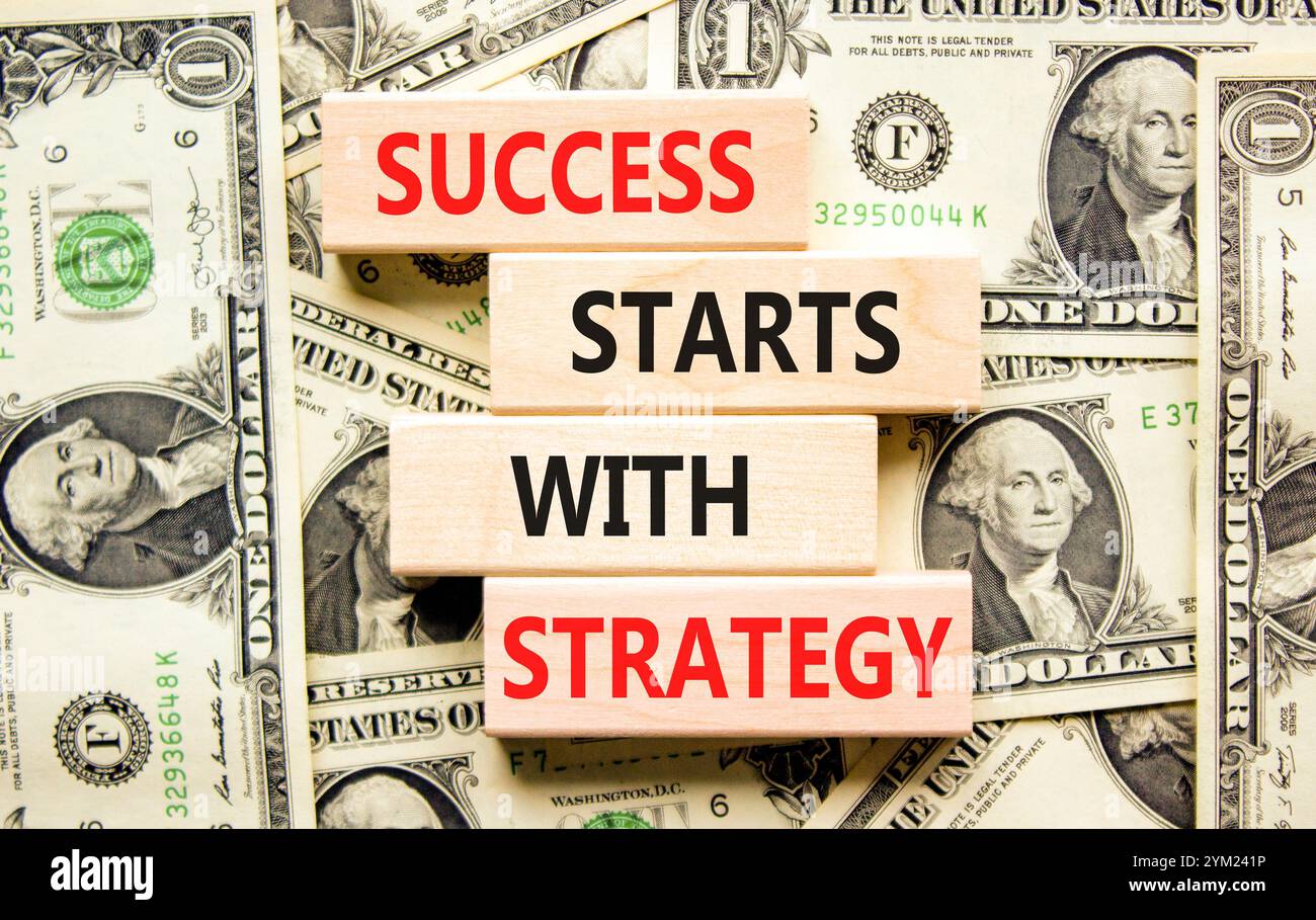 Success starts with strategy symbol. Concept words Success starts with ...