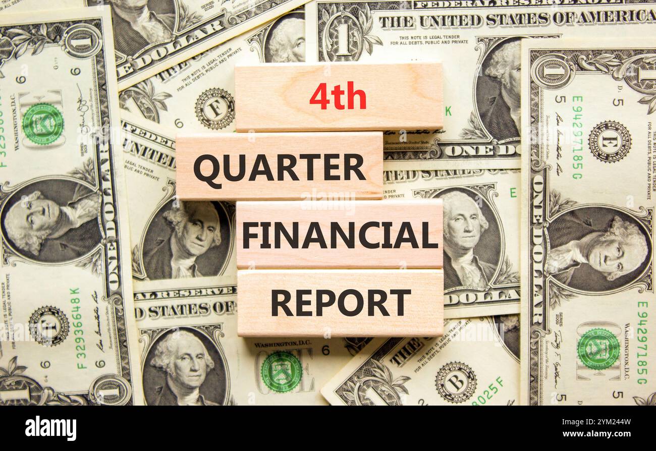 4th quarter financial report symbol. Concept words 4th quarter ...