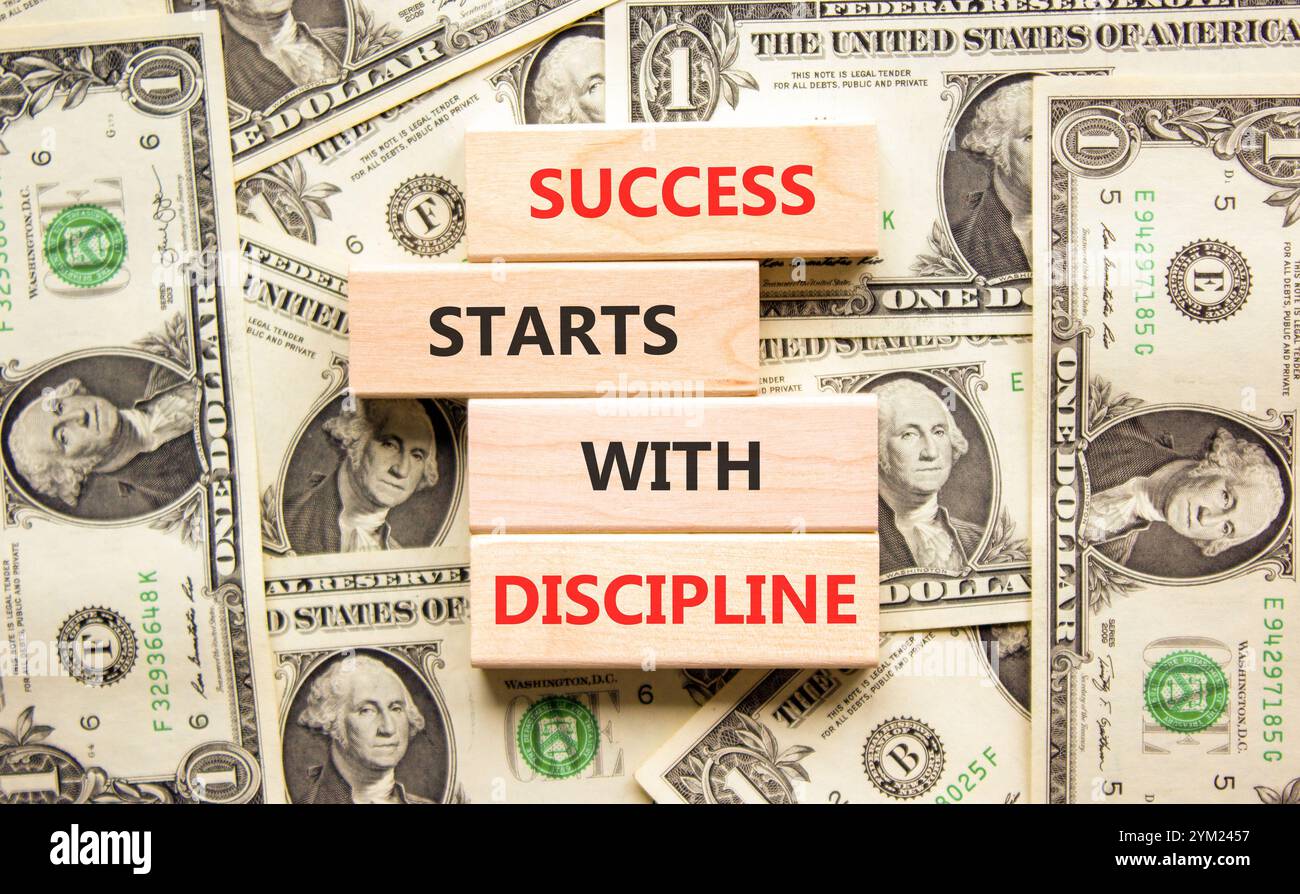 Success starts with discipline symbol. Concept words Success starts with discipline on beautiful ...
