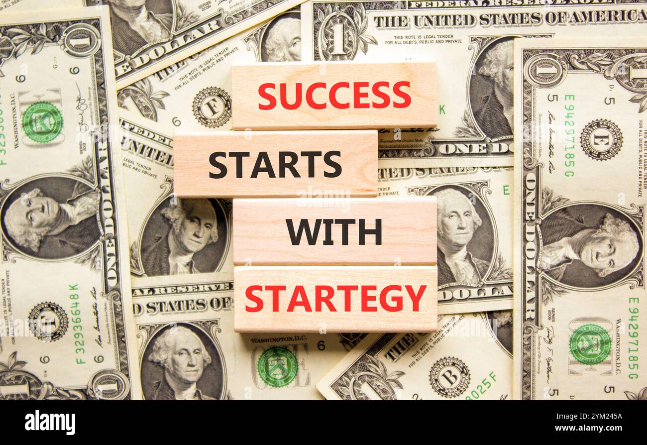 Success starts with strategy symbol. Concept words Success starts with ...