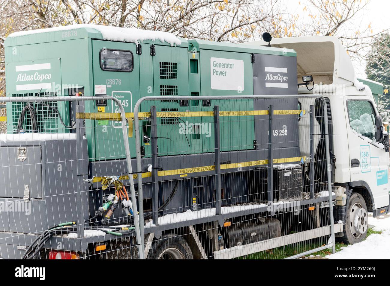 An emergency diesel power generator supplies homes in West Yorkshire ...