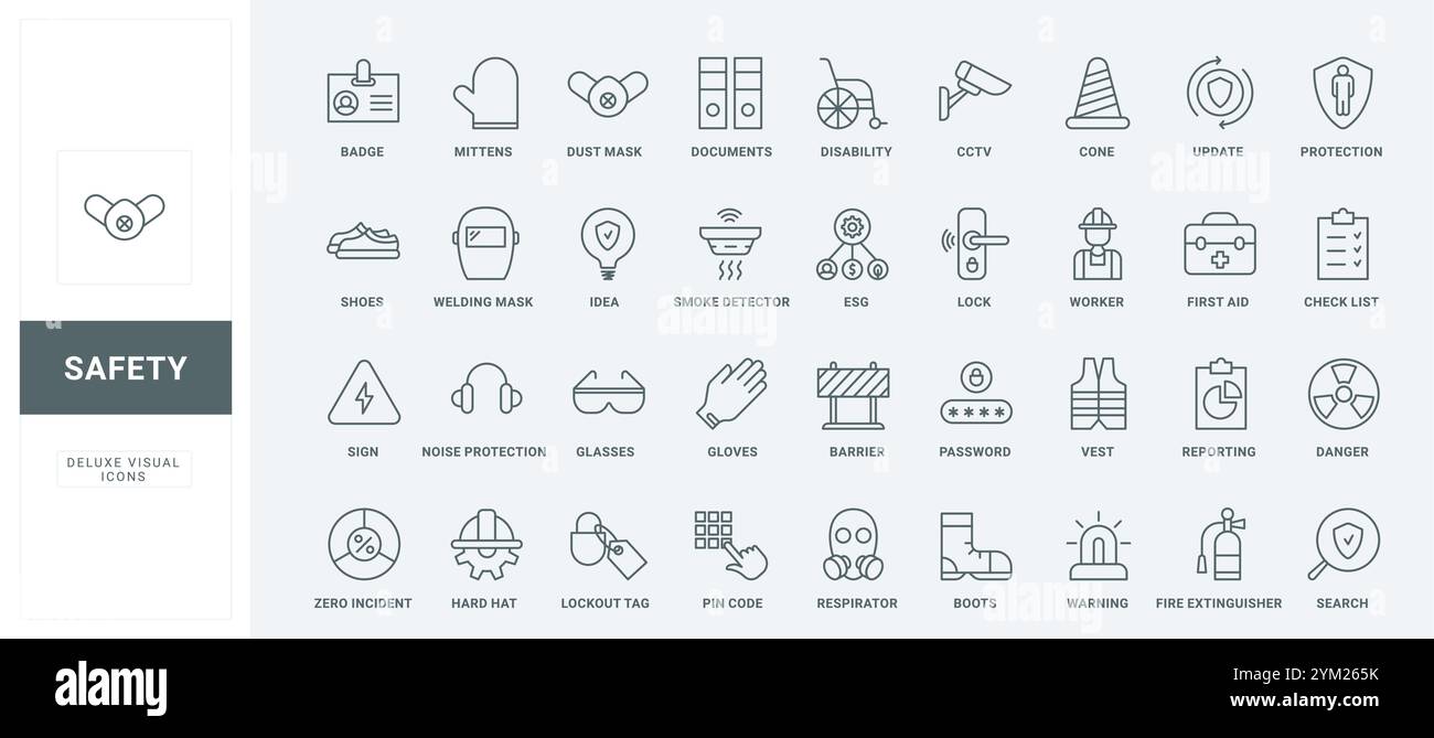 First aid in case of accidents, gloves and boots, glasses and vest ...