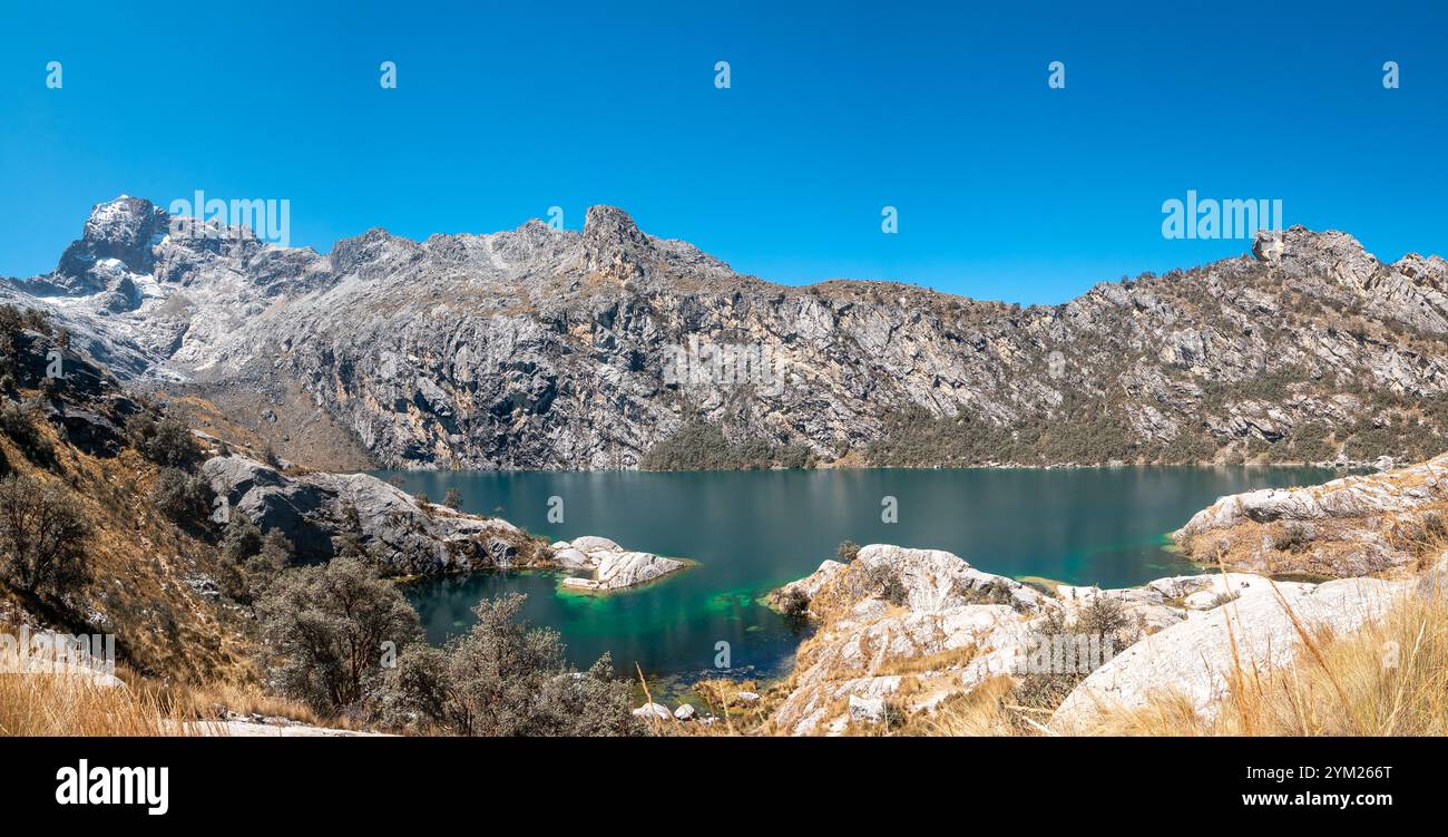 The Churup Lagoon with Turquoise Waters at the Foot of the Snow-Capped ...